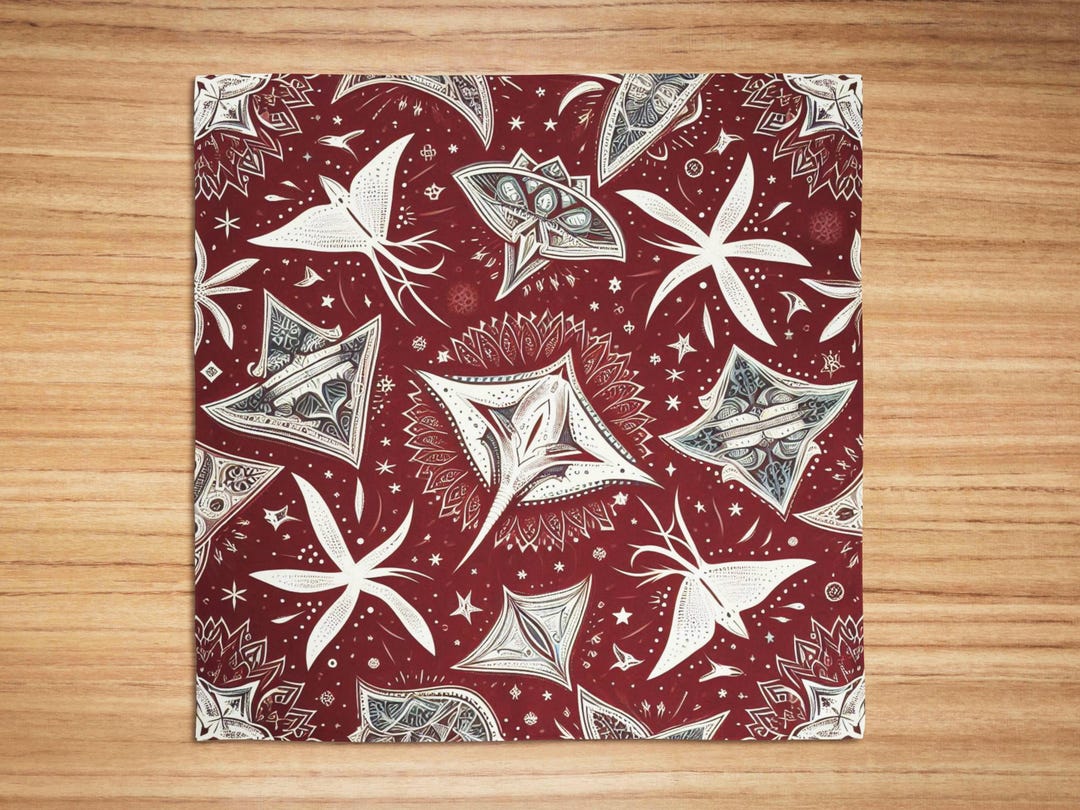 Red Nautical Paisley Stingray Bandana Scarf Sea Life Bikini Wrap Cover ...