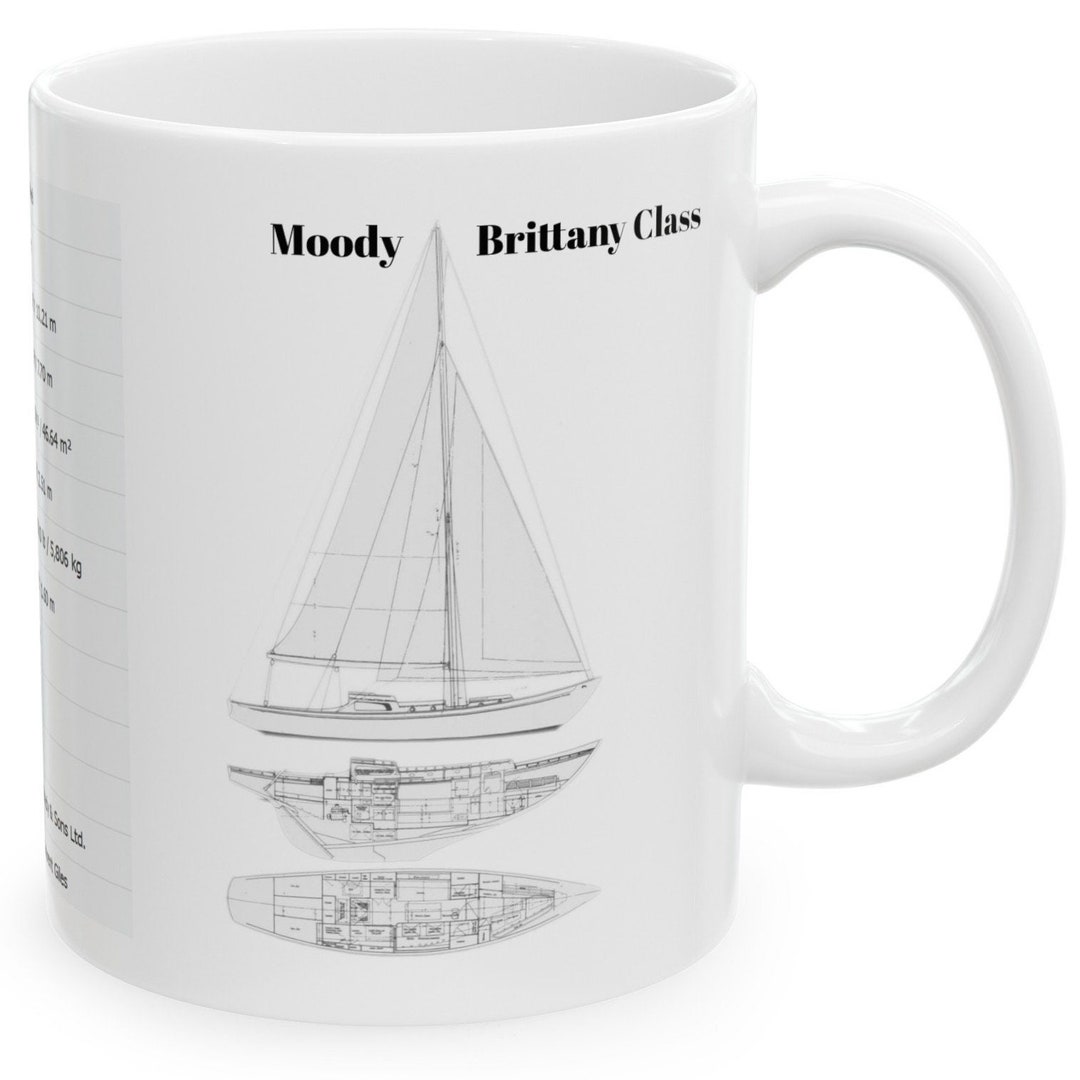 Moody Brittany Class Sailboat Ceramic Coffee Mug 11oz With Specs ...