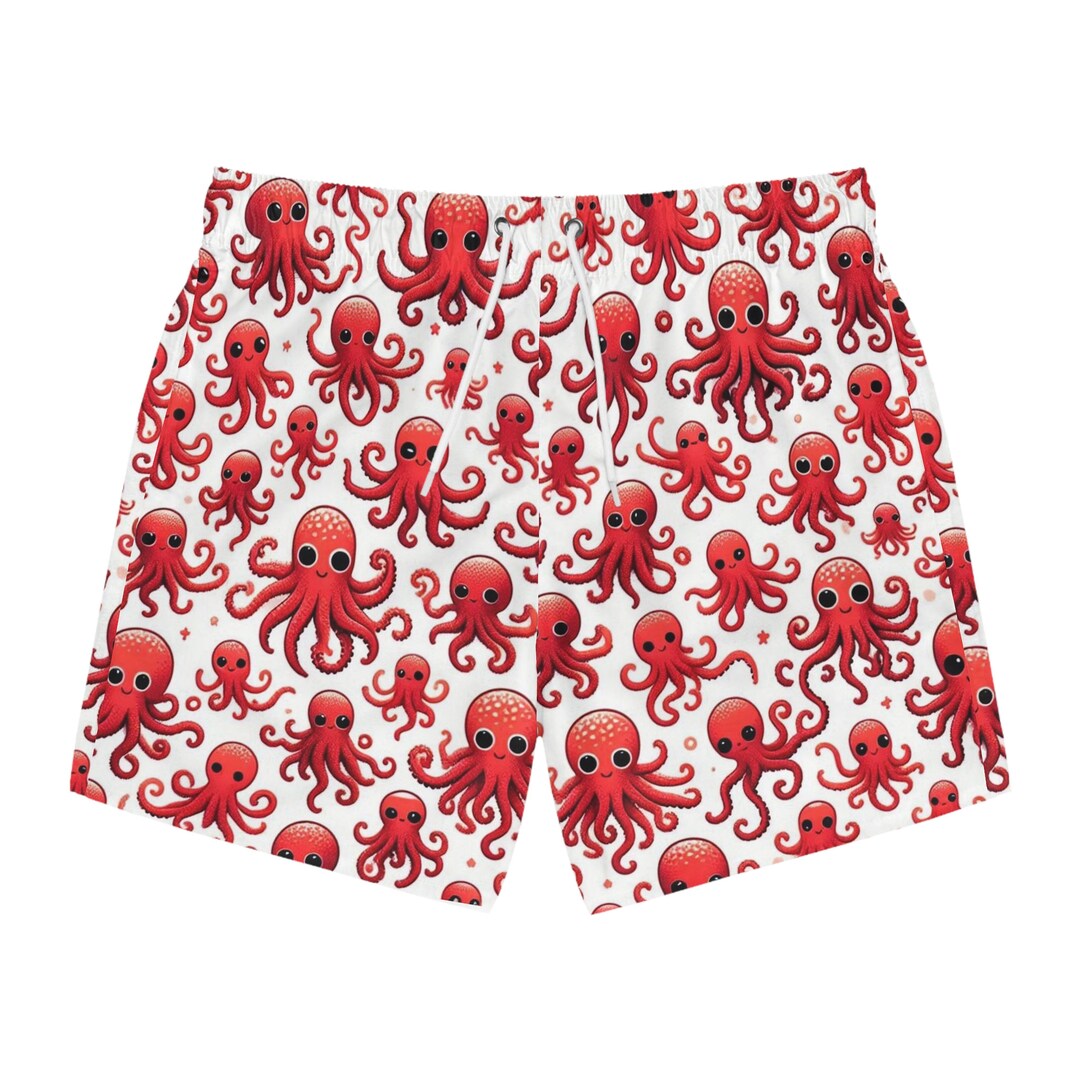 Red Octopus Swim Trunks - Etsy