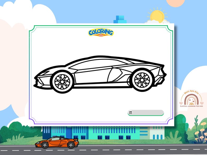25 Easy Coloring Pages for Kids, Sport Car Coloring Pages, Preschoolers ...
