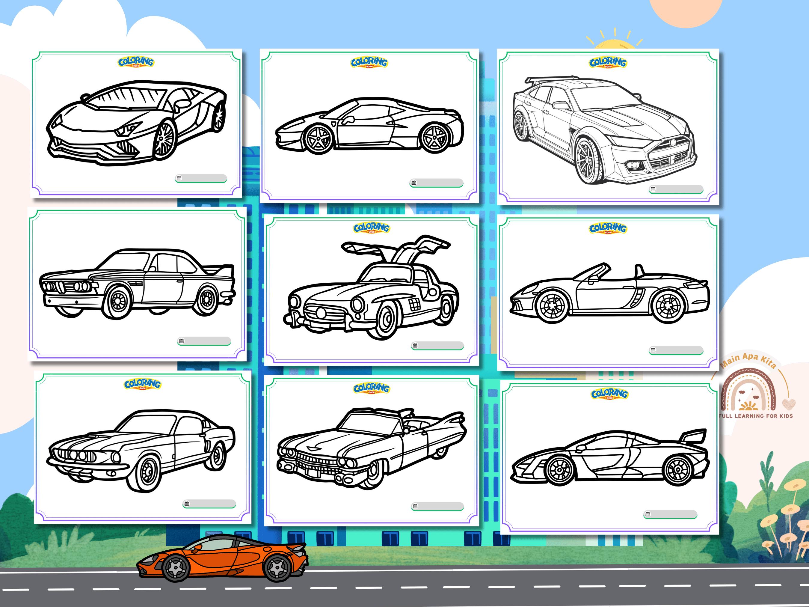 25 Easy Coloring Pages for Kids, Sport Car Coloring Pages, Preschoolers ...