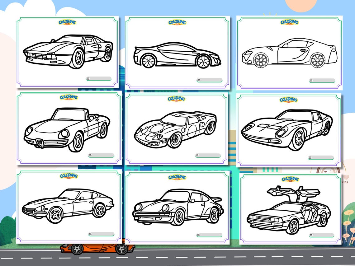 25 Easy Coloring Pages for Kids, Sport Car Coloring Pages, Preschoolers ...