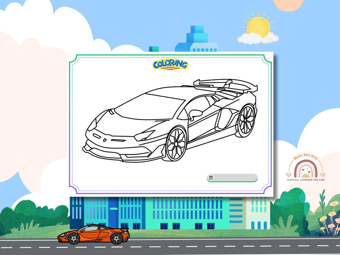 25 Easy Coloring Pages for Kids, Sport Car Coloring Pages, Preschoolers ...