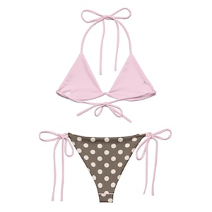 Chocolate & Baby Pink Polka Dot String Bikini Set, Ibiza Swim ...