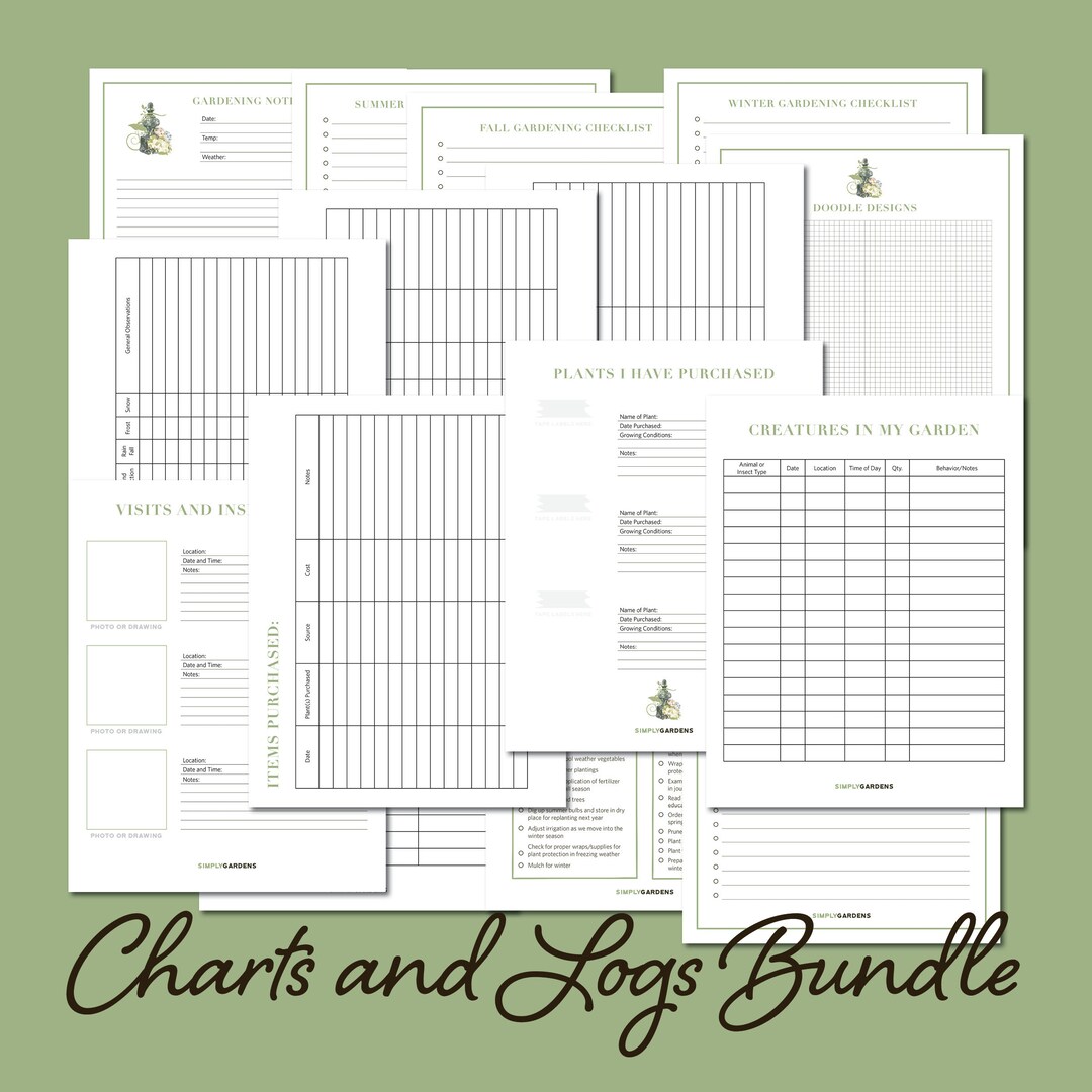 Charts and Logs Bundle - Etsy