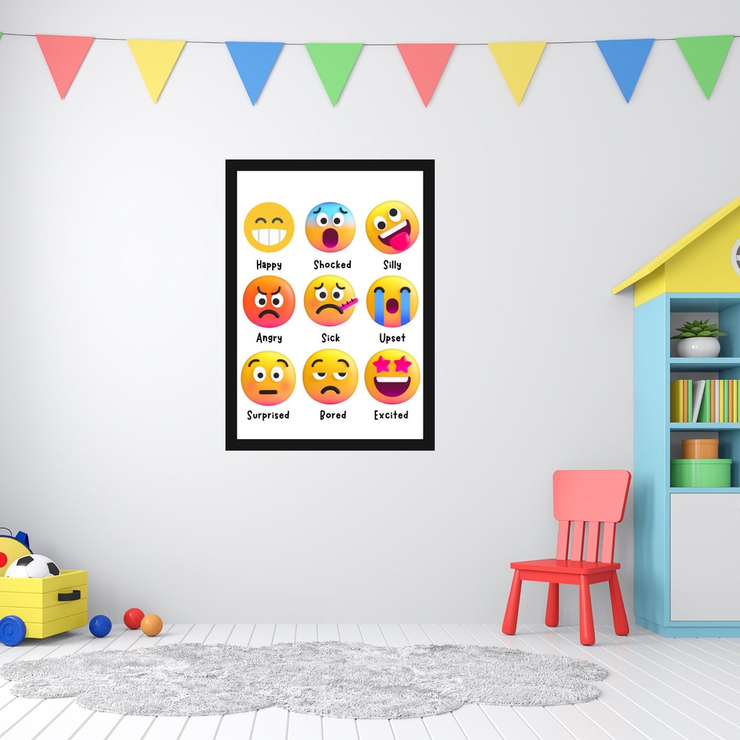 Emotions Poster Wall Art Print, Emoji Feelings Printable Poster for ...