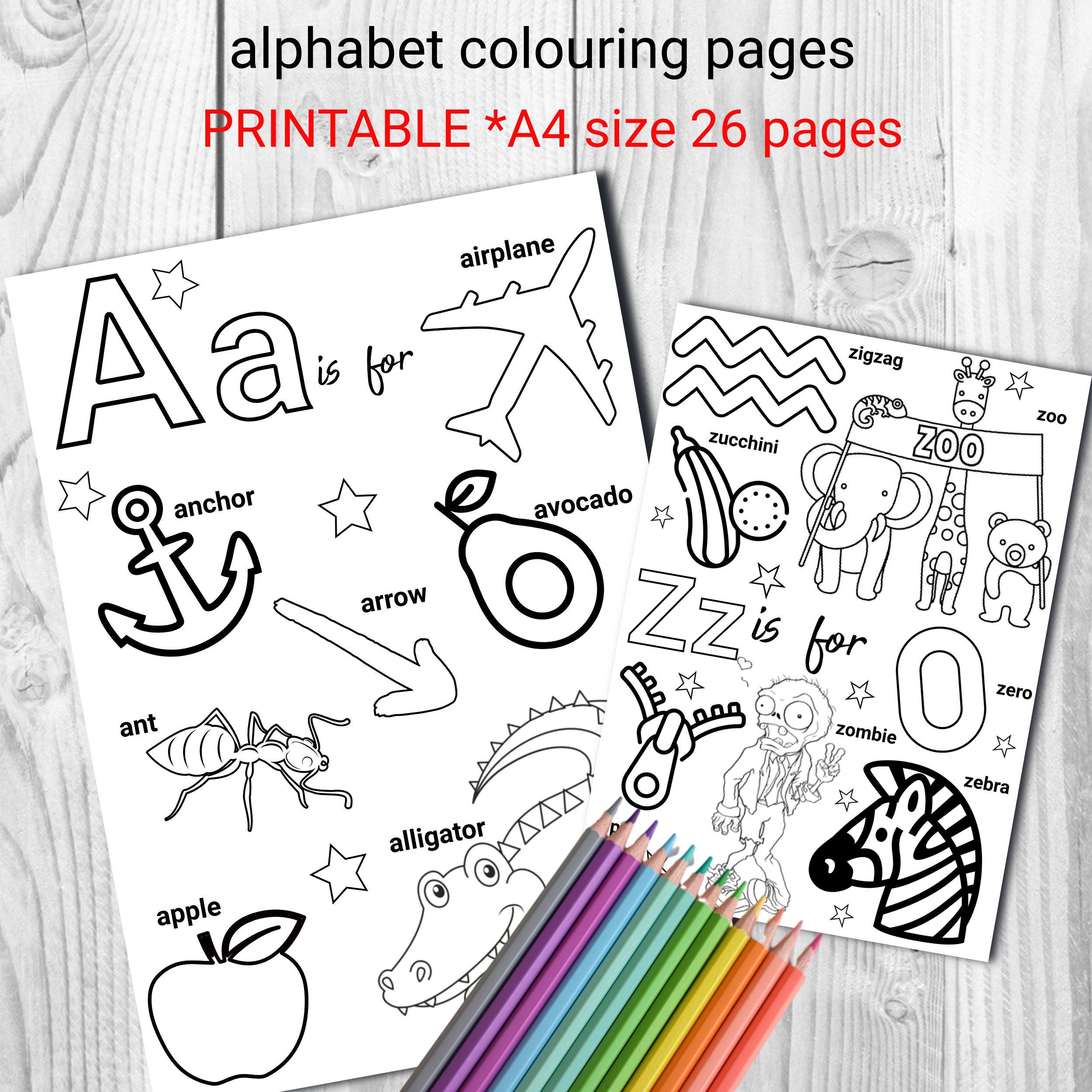 Vocabulary Building Alphabet Colouring Pages, A-z Colouring Pages for ...