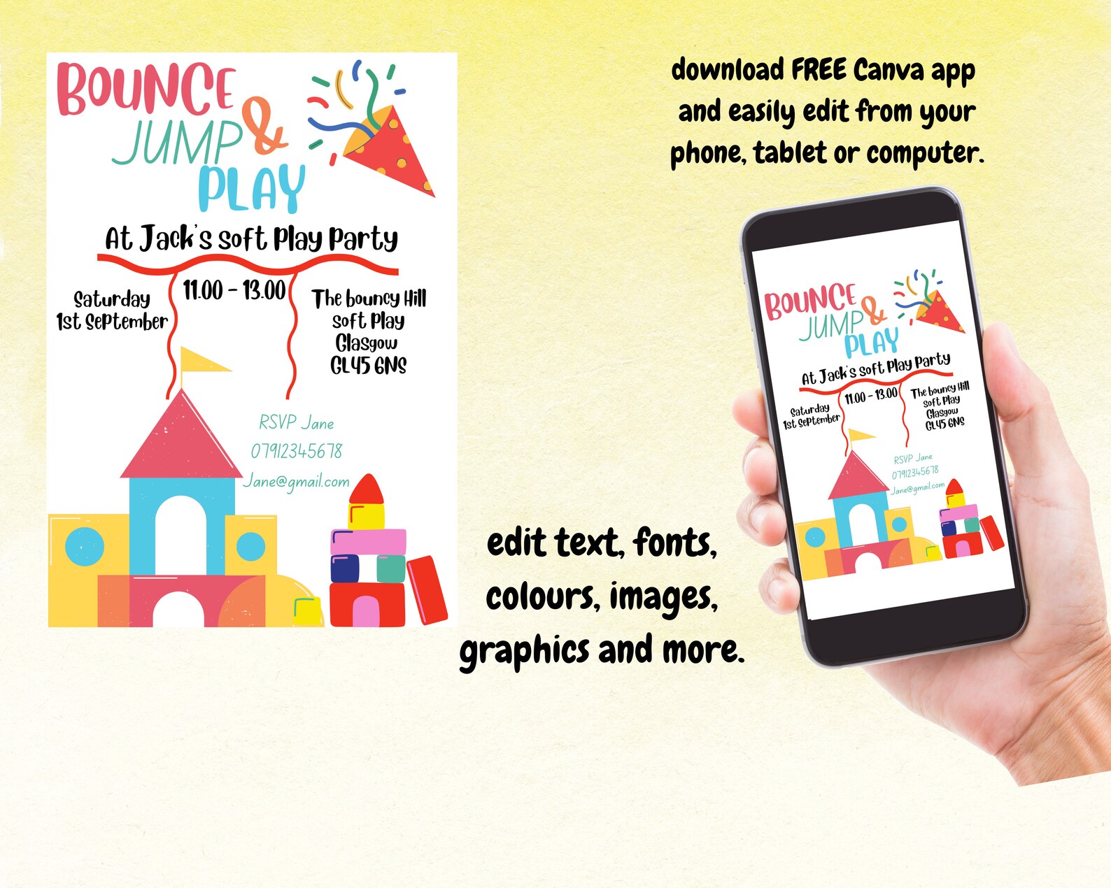 Editable Party Invitation Template, Soft Play Party Invitation for Kid ...