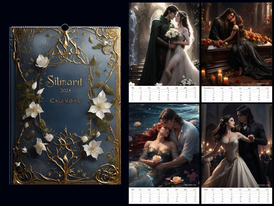 Calendar 2024 Romantic Couple Fantasy Illustration - Etsy