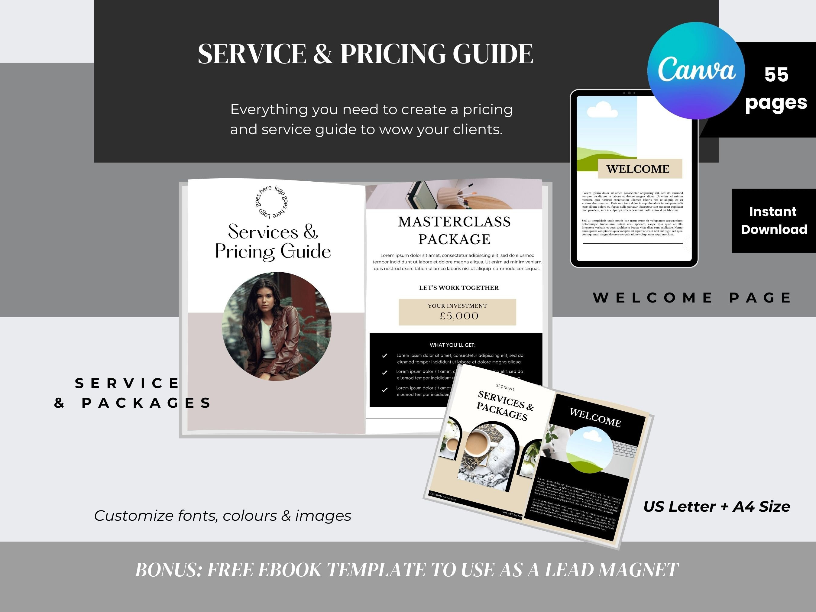 Canva Services & Pricing Guide Template Services Prices List - Etsy