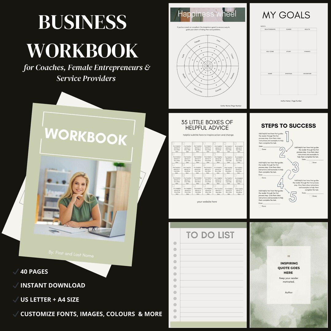 Workbook Template Workbook Canva Editable Coaching Workbook Template ...