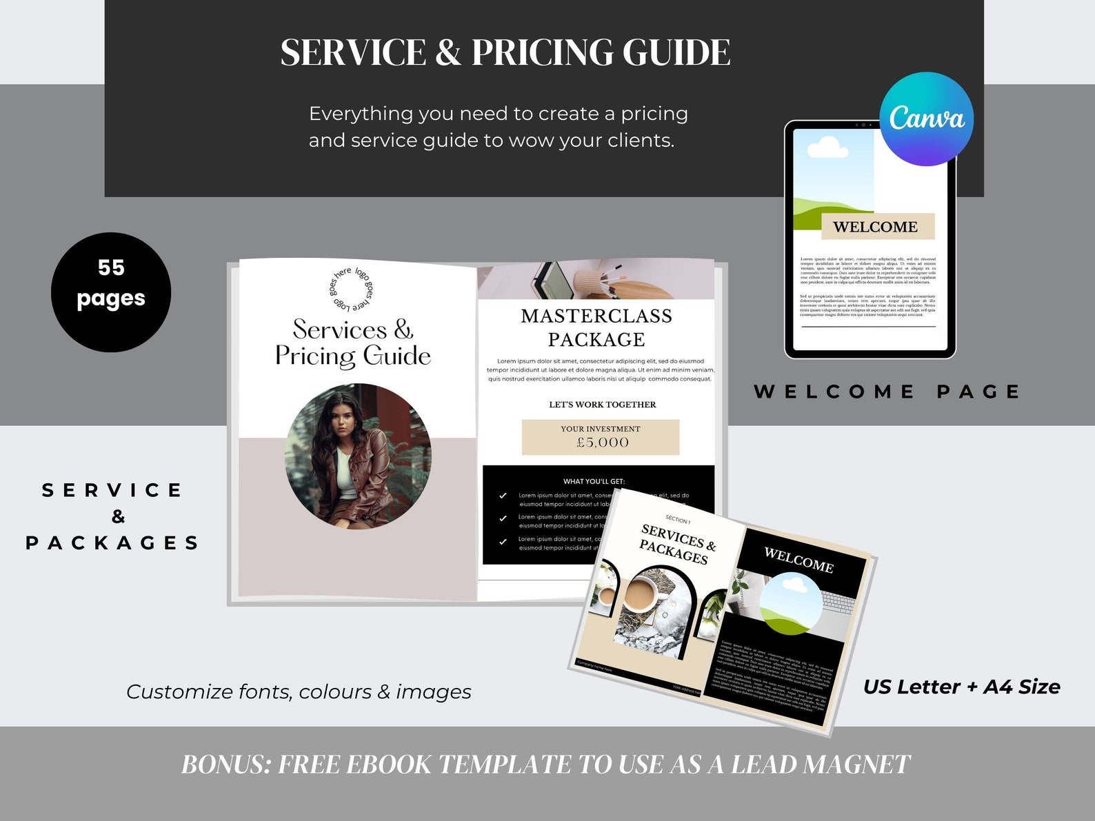 Canva Services & Pricing Guide Template Services Prices List - Etsy
