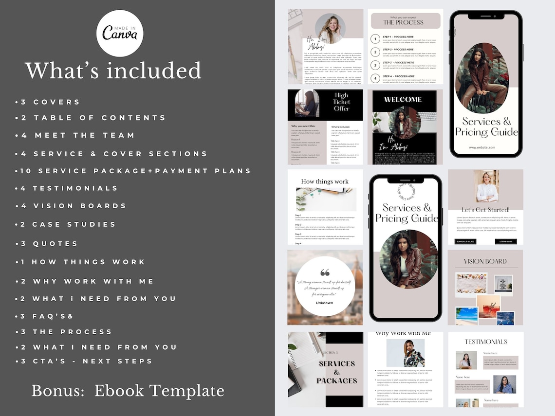 Canva Services & Pricing Guide Template Services Prices List - Etsy