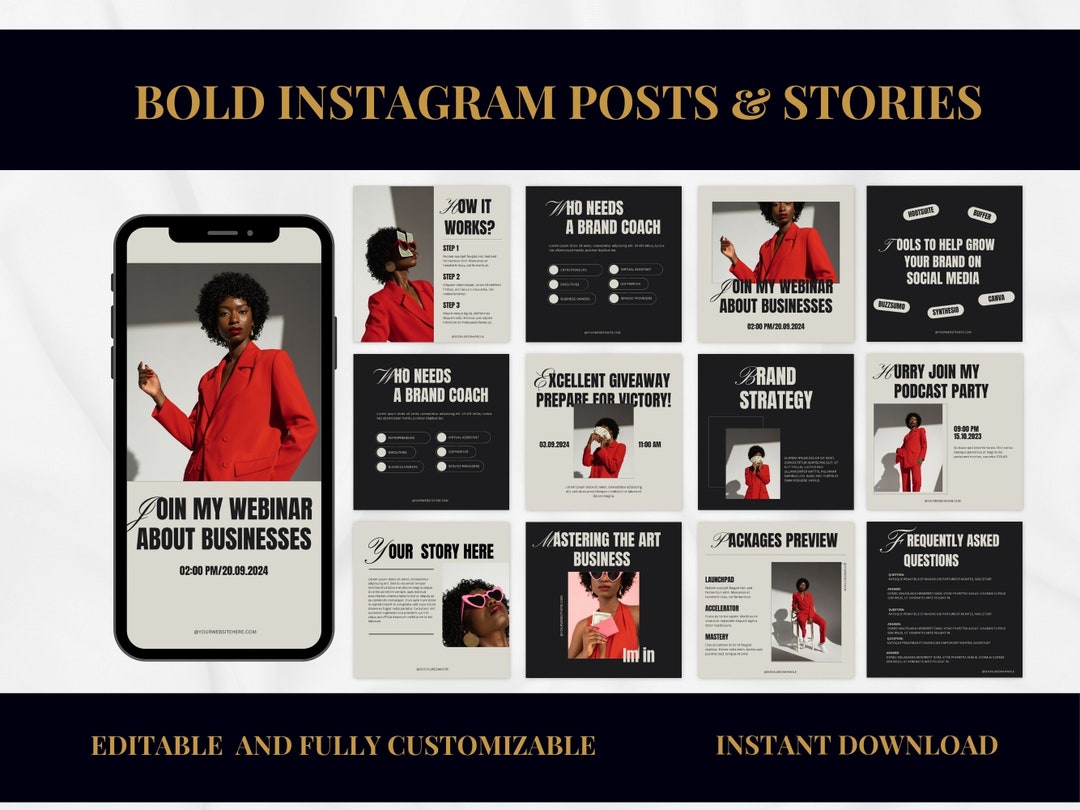 Bold Aesthetic Instagram Posts, Instagram Story Templates, Coaching ...