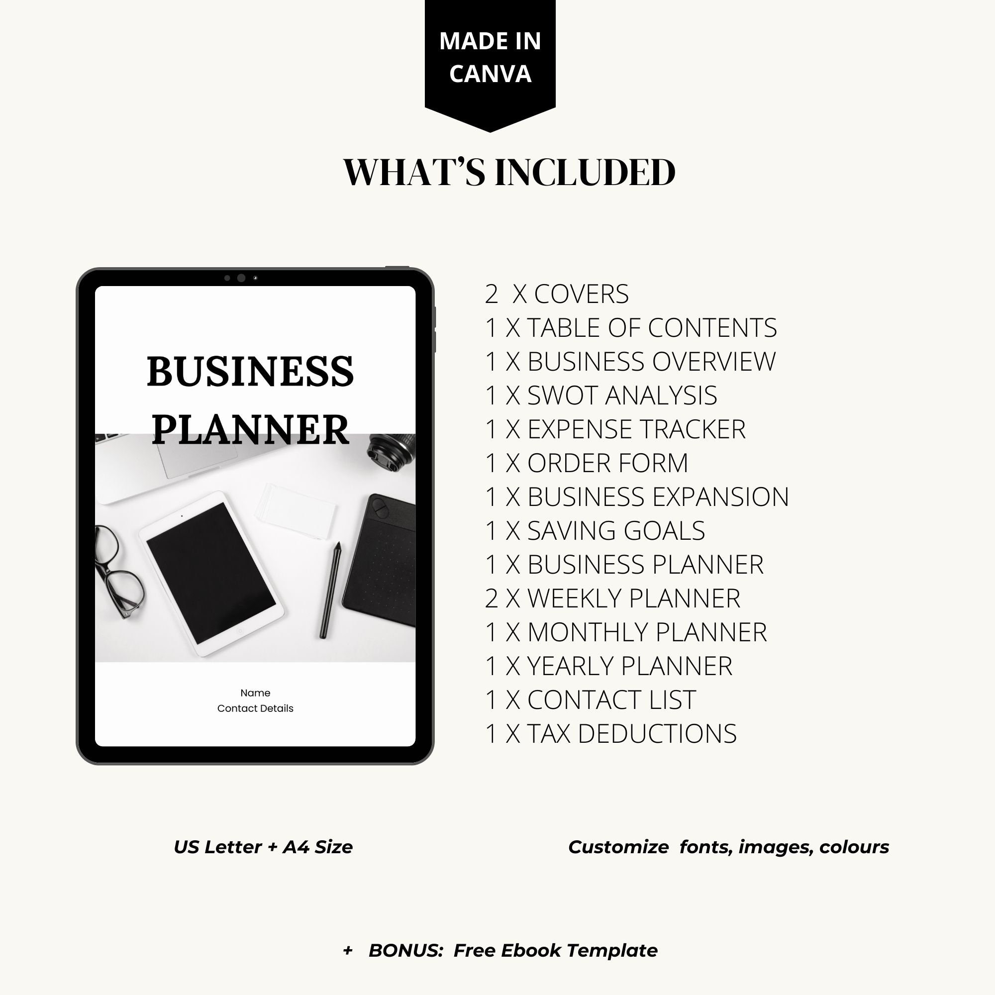 Business Plan Template Printable, Small Business Planner Template Canva ...