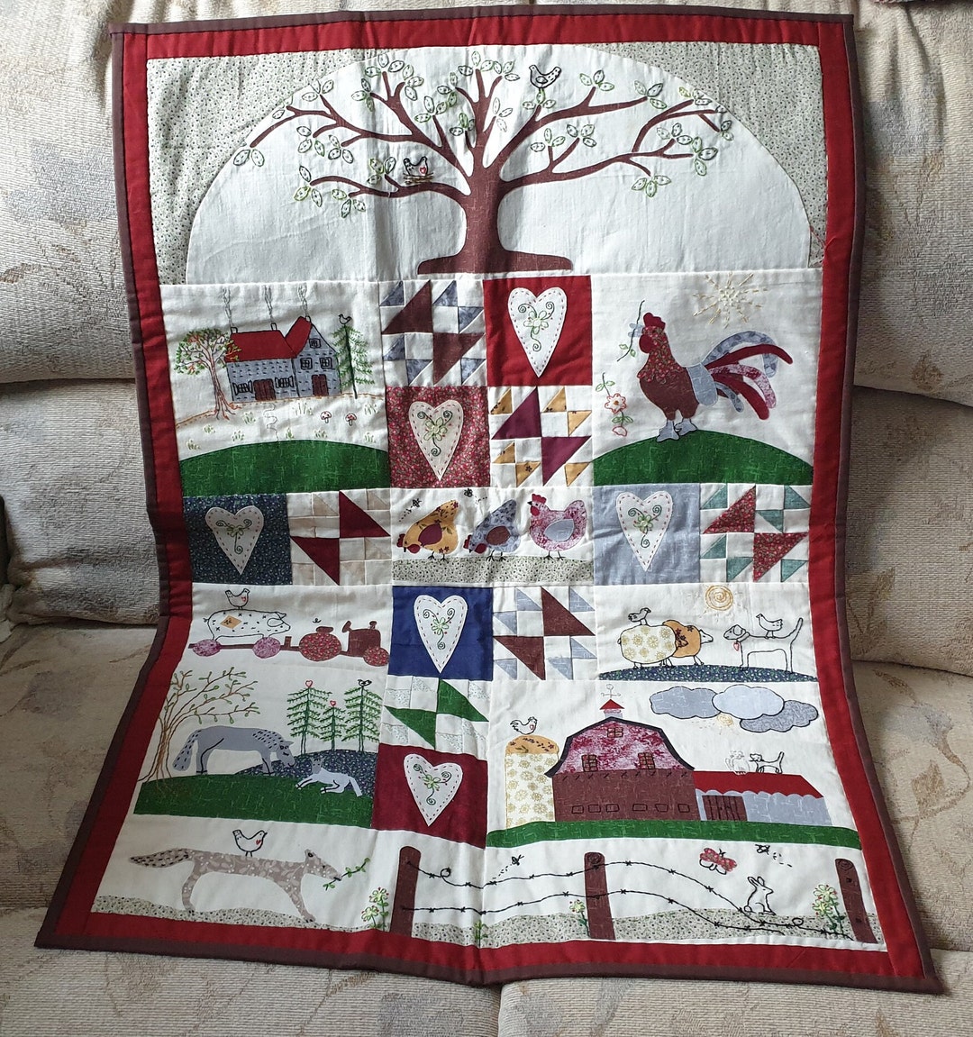 Handmade Quilt With Farm Scenes and Cute Pets, Lynette Anderson, Gift ...