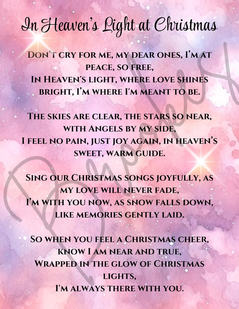 In Heaven's Light at Christmas Memorial PNG, Memorial Quotes Printable ...