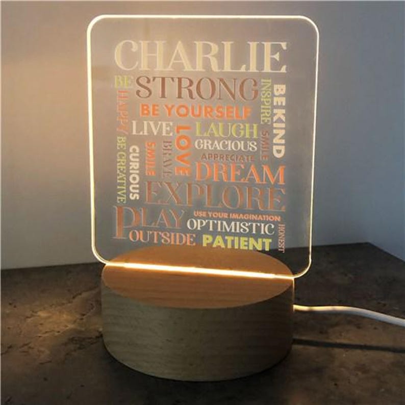 Personalized Boy Words Square Light up Sign, Gifts for Boys, Word Art ...