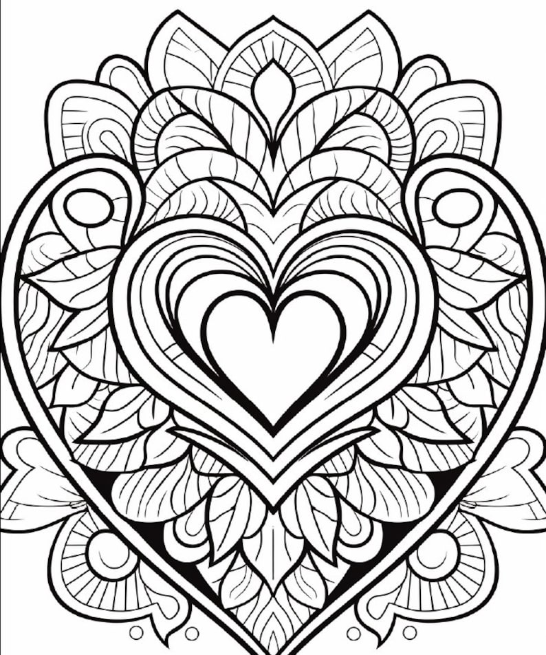220-love-mandala-coloring-pages (printable /KDP) - Etsy
