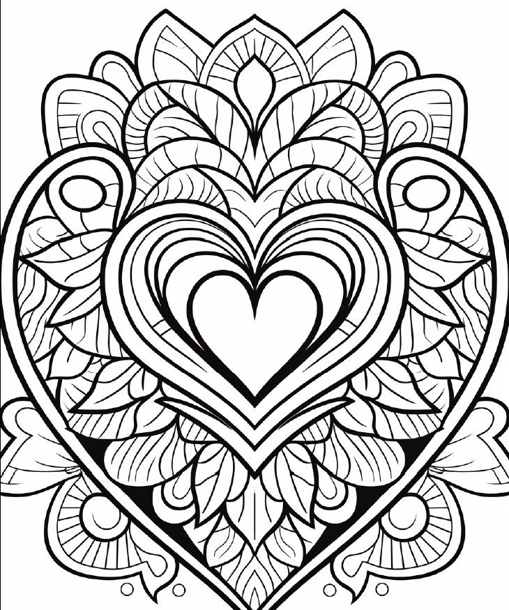 220-love-mandala-coloring-pages (printable /KDP) - Etsy