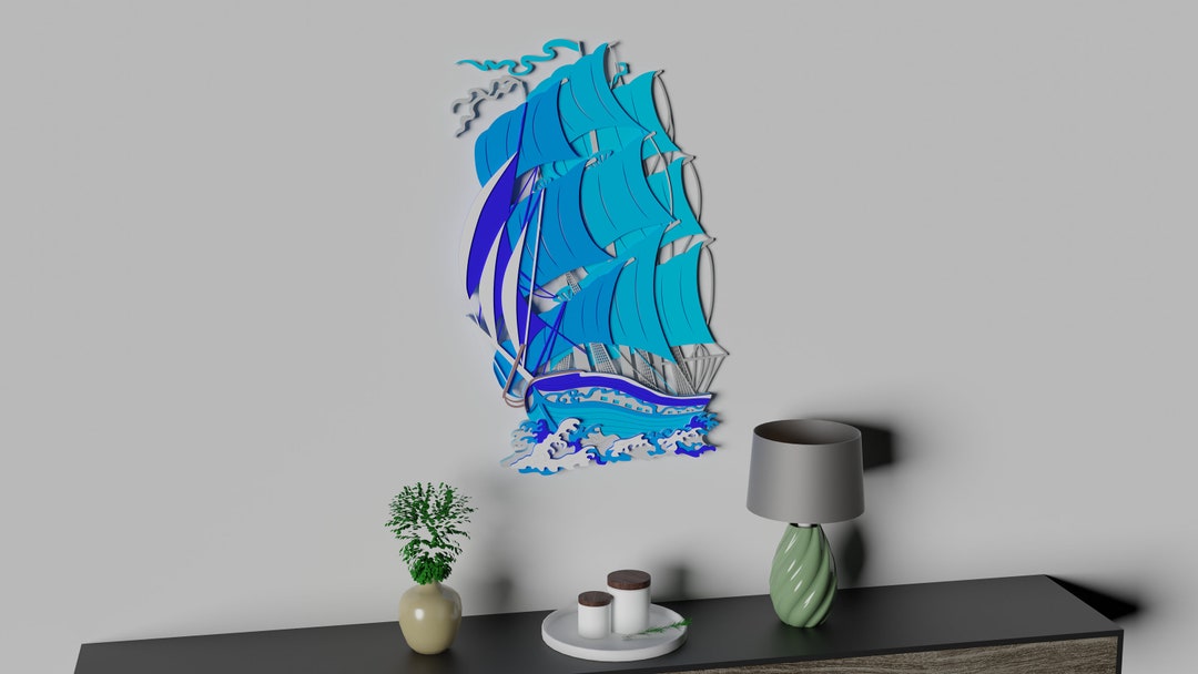 Stunning 3D Layered Ship Model-adorn Your Walls With Nautical Elegance ...
