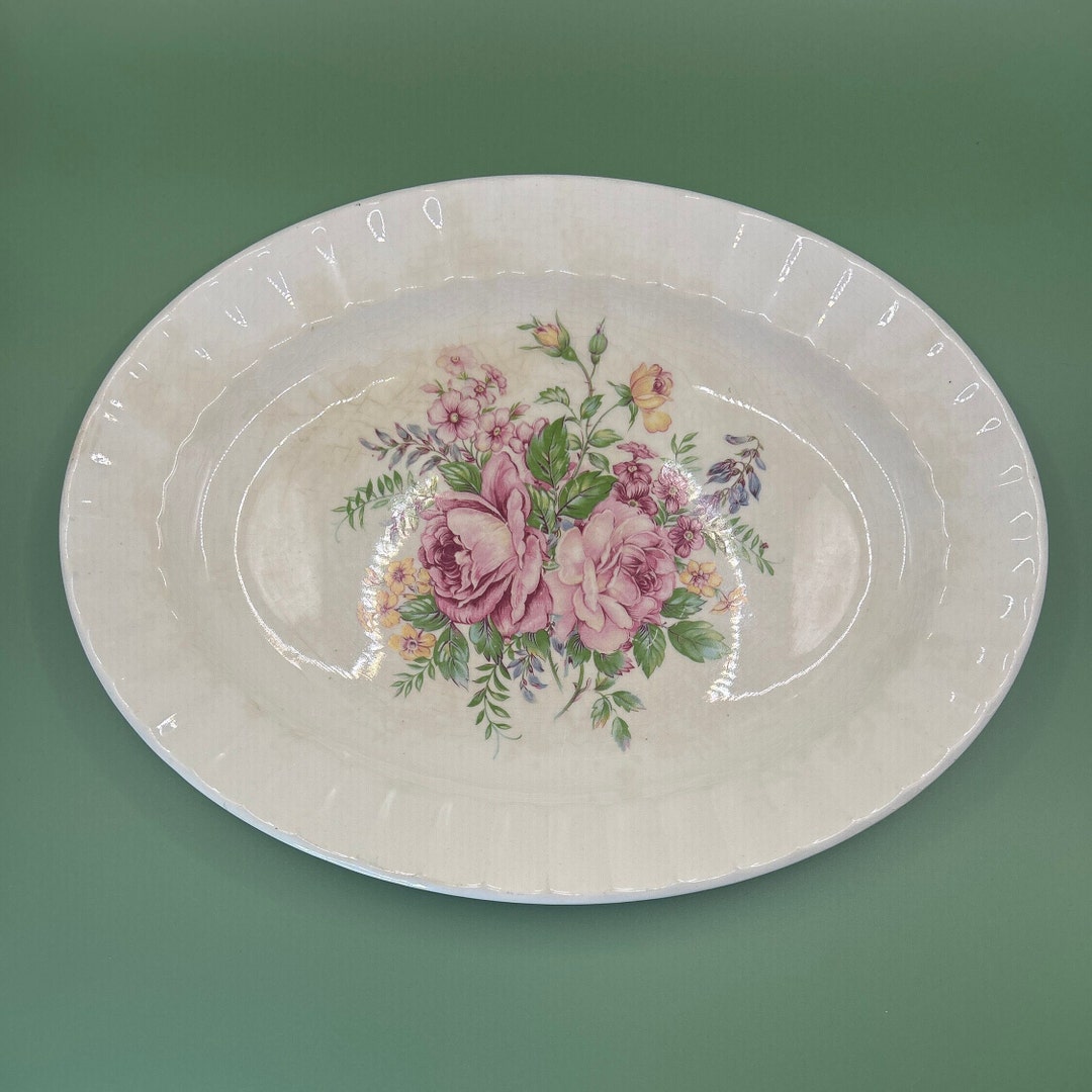 Vintage Serving Platter Edwin M. Knowles China Company. Floral Rose ...