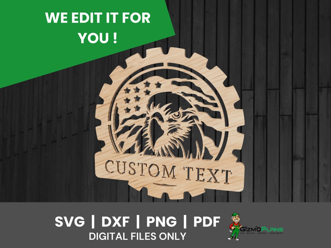 Personalized Eagle Workshop Sign, SVG DXF Laser Cut Files, Digital ...
