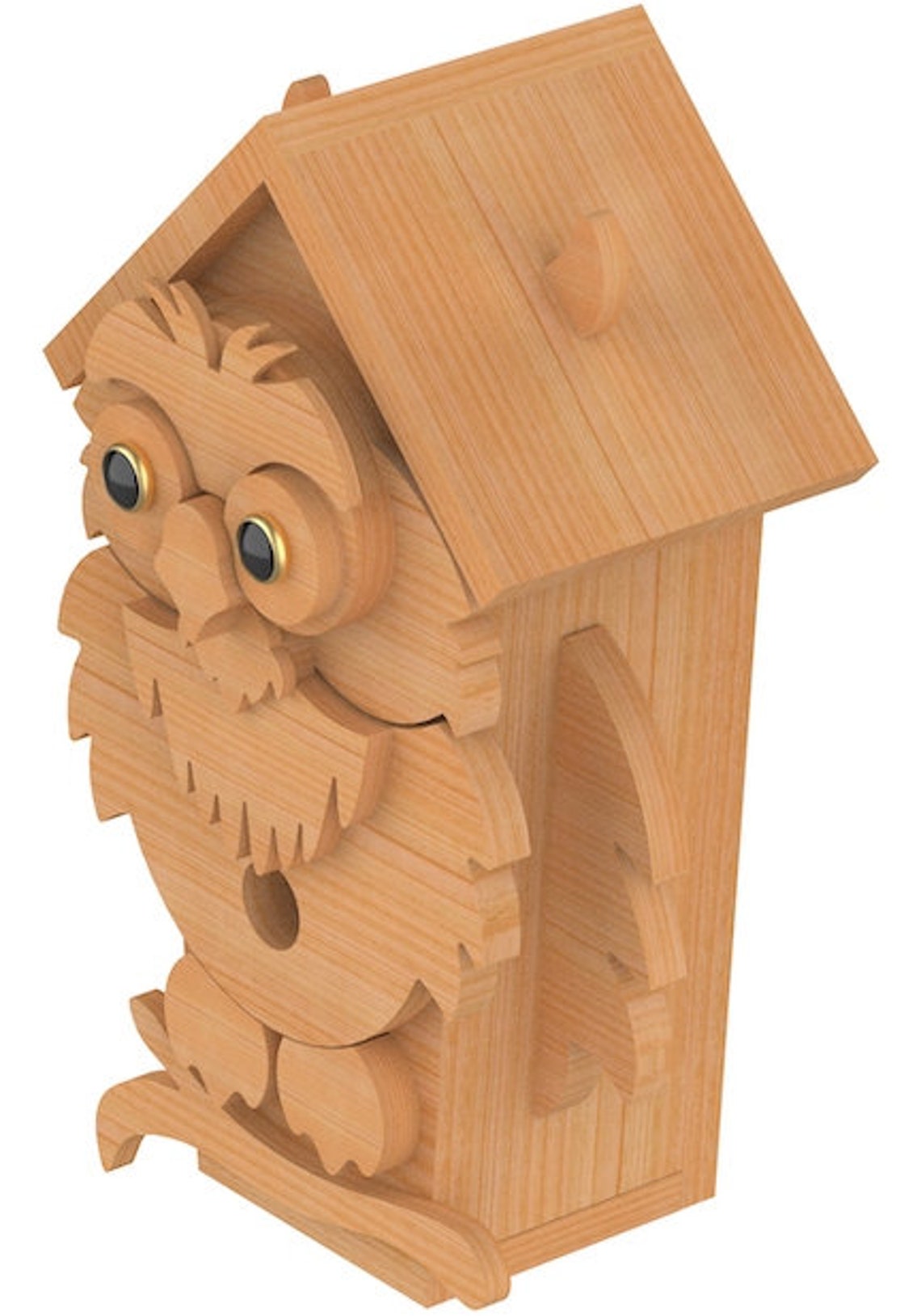 DIY Owl Birdhouse Woodworking Plans - CNC Router DXF Layered Patterns ...