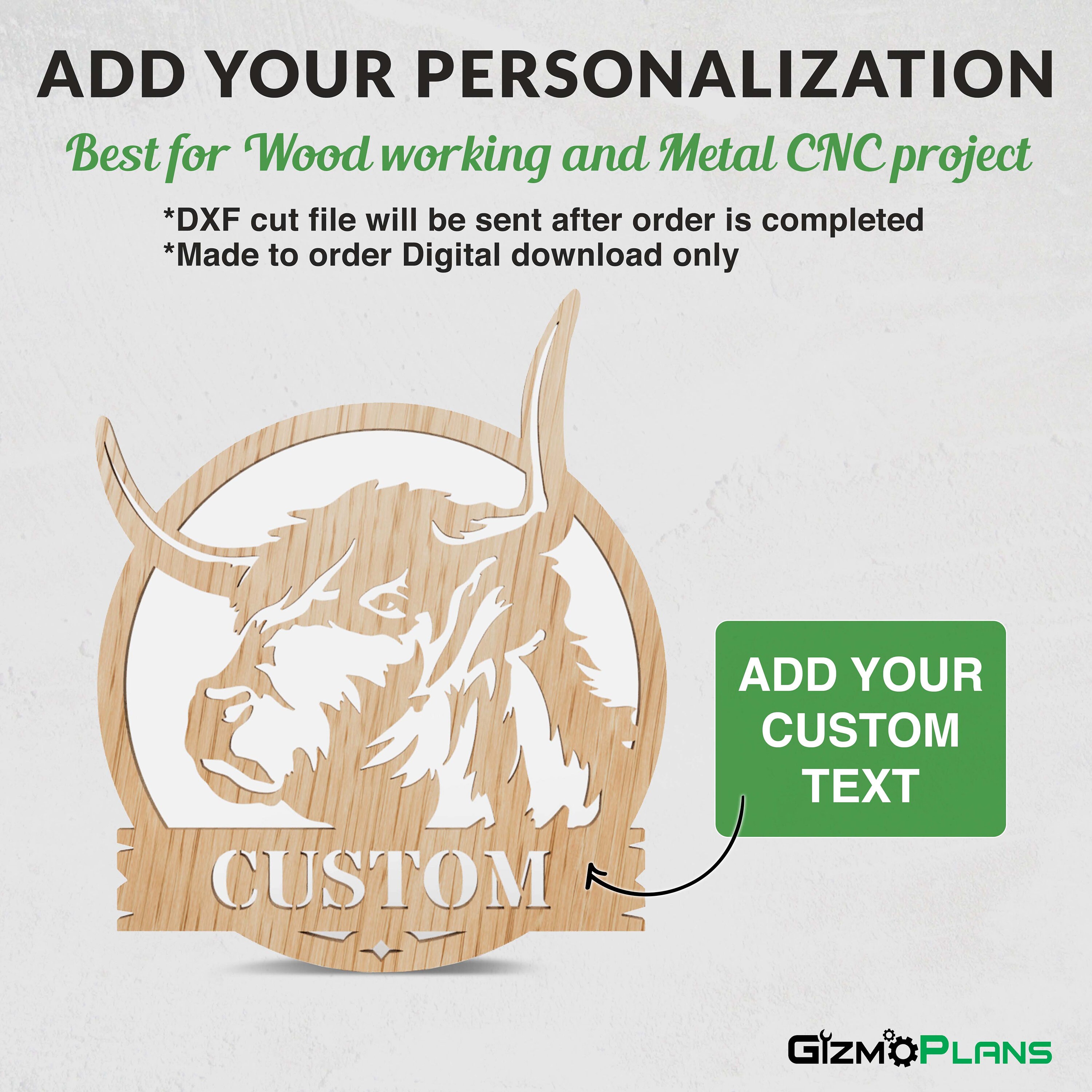 Personalized Highland Cow Monogram Sign, SVG DXF Laser Cut Files ...