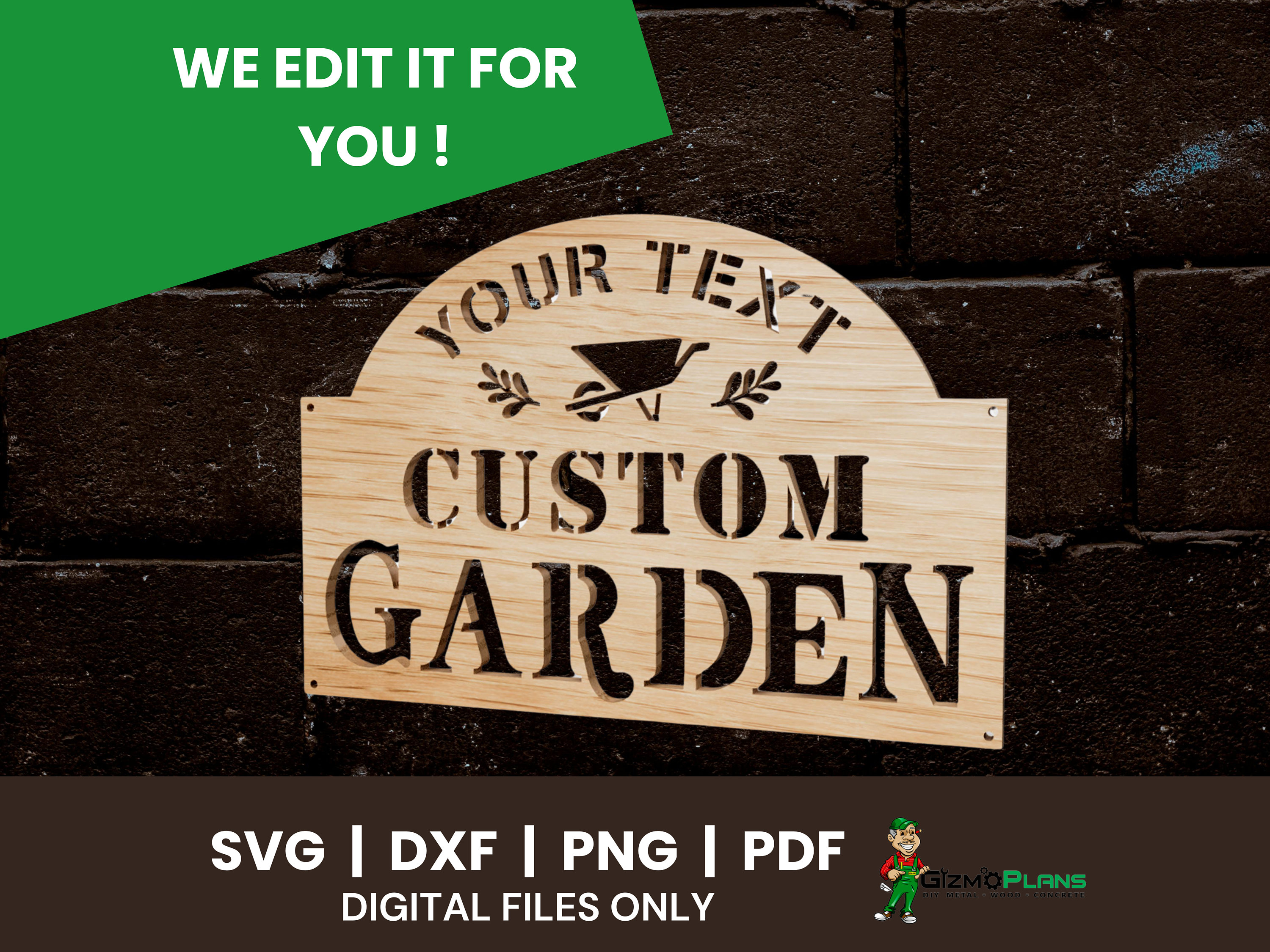 Personalized Monogram Garden Sign, SVG DXF Laser Cut Files, Digital ...