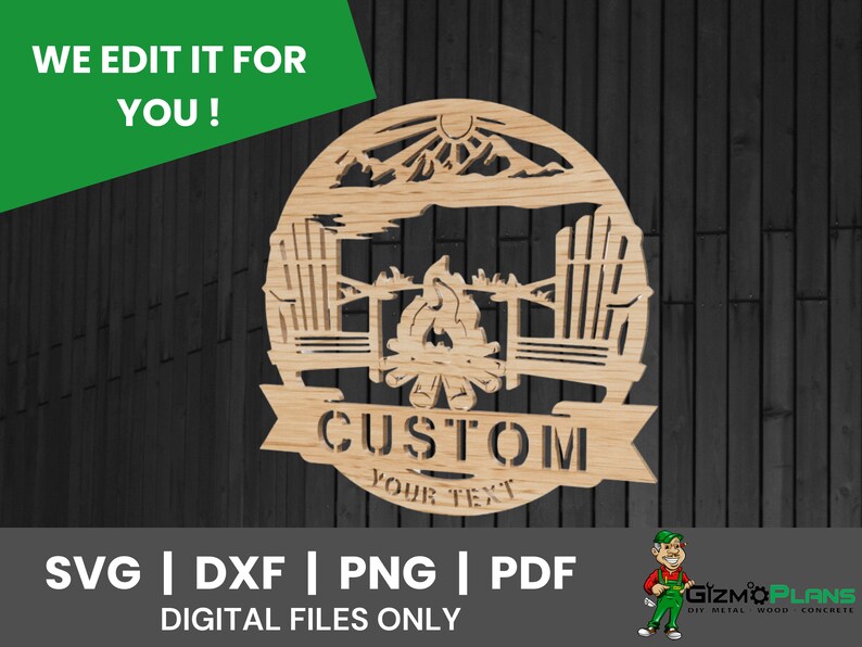 Personalized Wooden Campfire Monogram Sign, SVG DXF Laser Cut Files ...