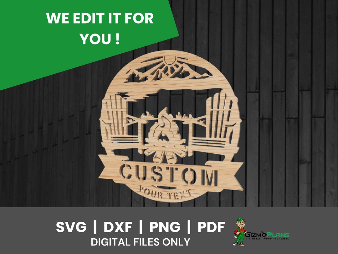 Personalized Wooden Campfire Monogram Sign, SVG DXF Laser Cut Files ...