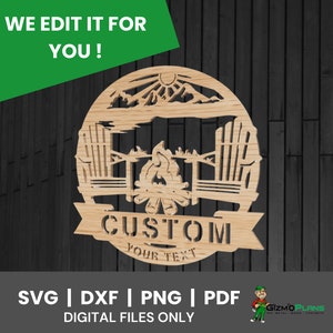 Personalized Wooden Campfire Monogram Sign, SVG DXF Laser Cut Files ...