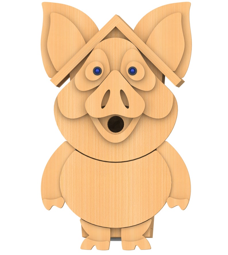 Pig DIY Birdhouse Plans - CNC Router DXF, Birdhouse Plans, Modern ...