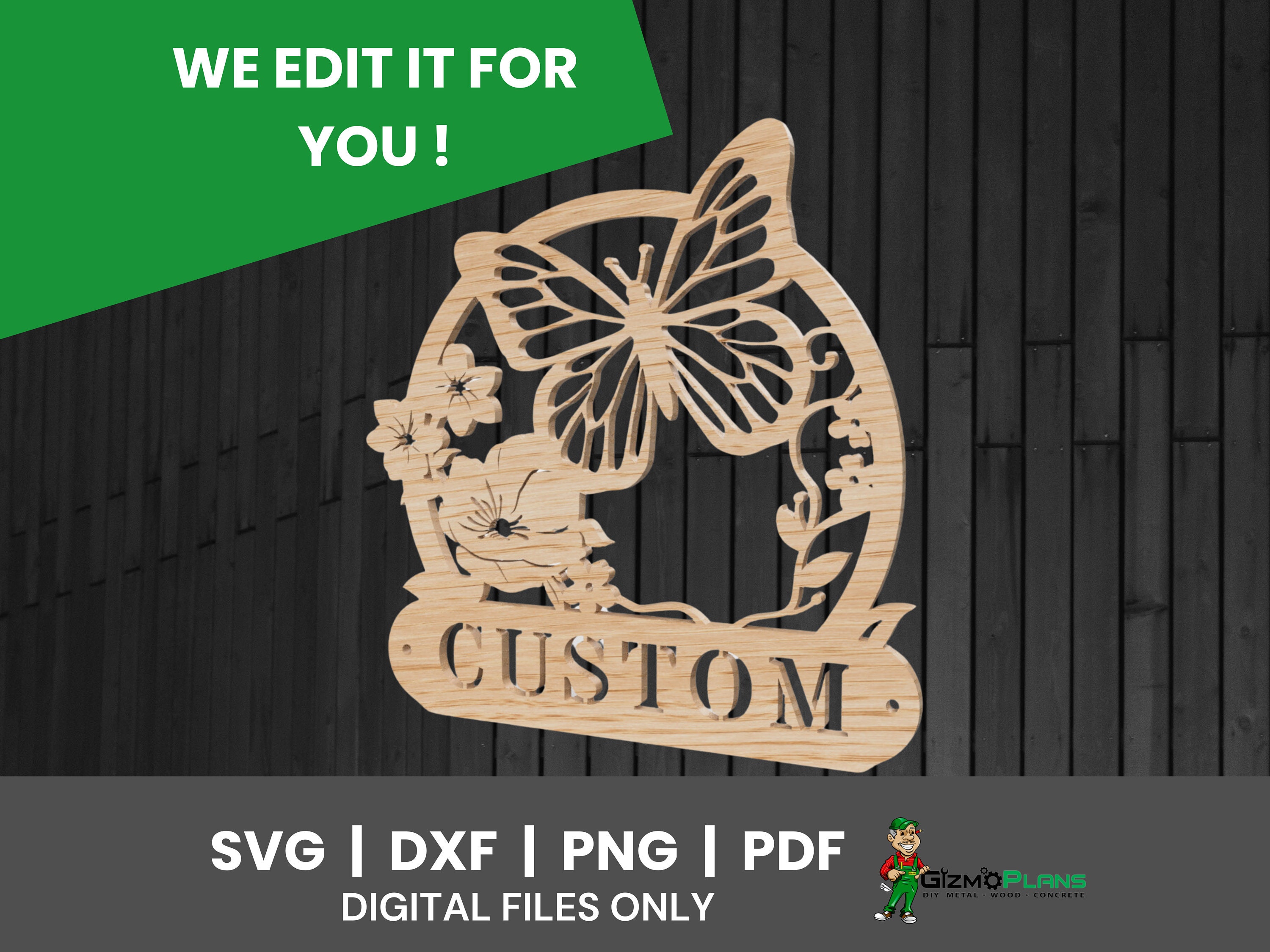 Personalized Butterfly Garden Sign, SVG DXF Laser Cut Files, Digital ...