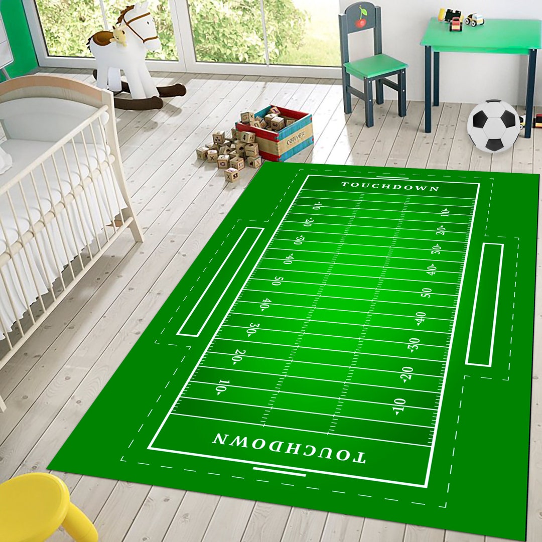 American Football Field Printed Area Rug With Custom Team Logo & Name ...