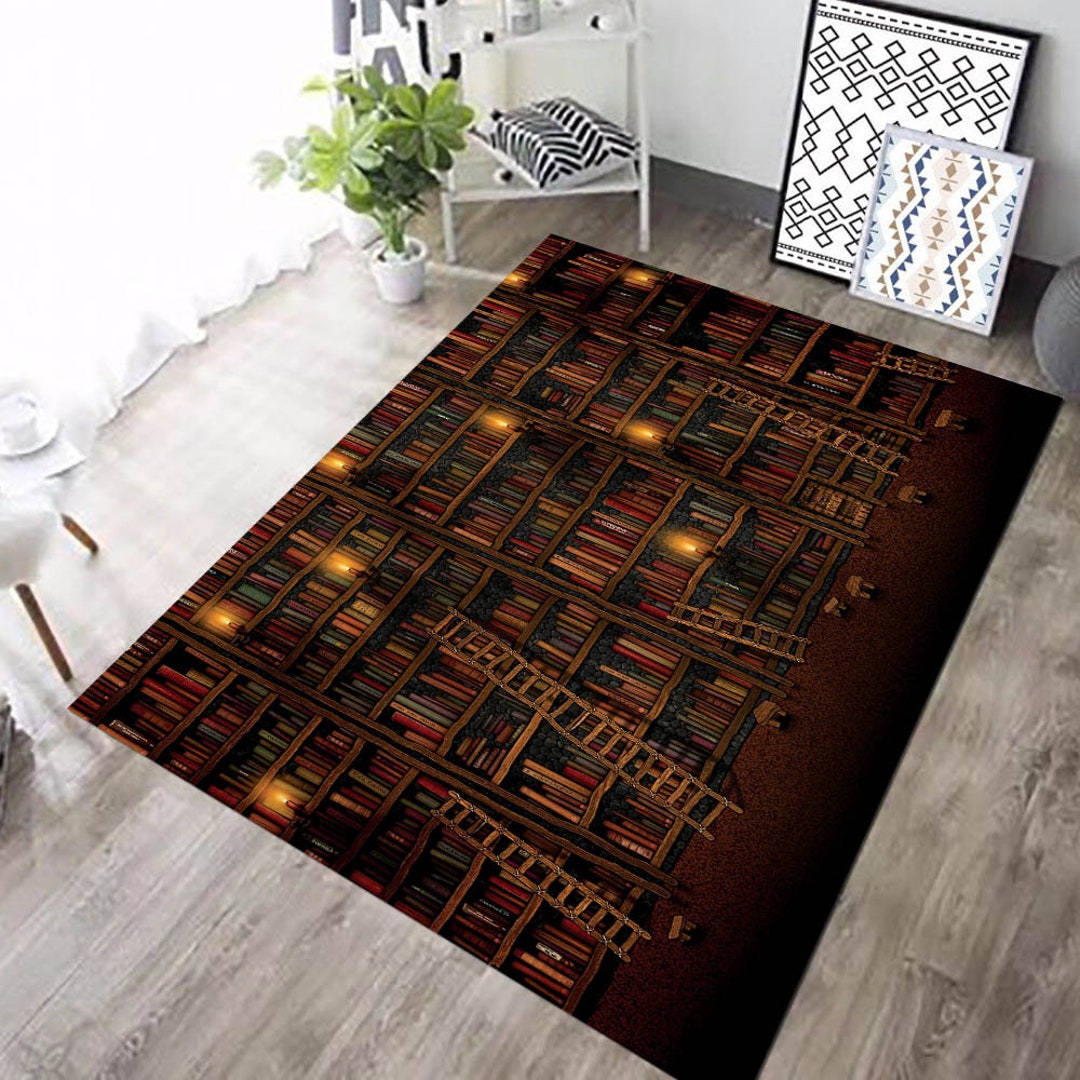 Library Rug Custom Rugs Library Photo Old Books Rug Office - Etsy