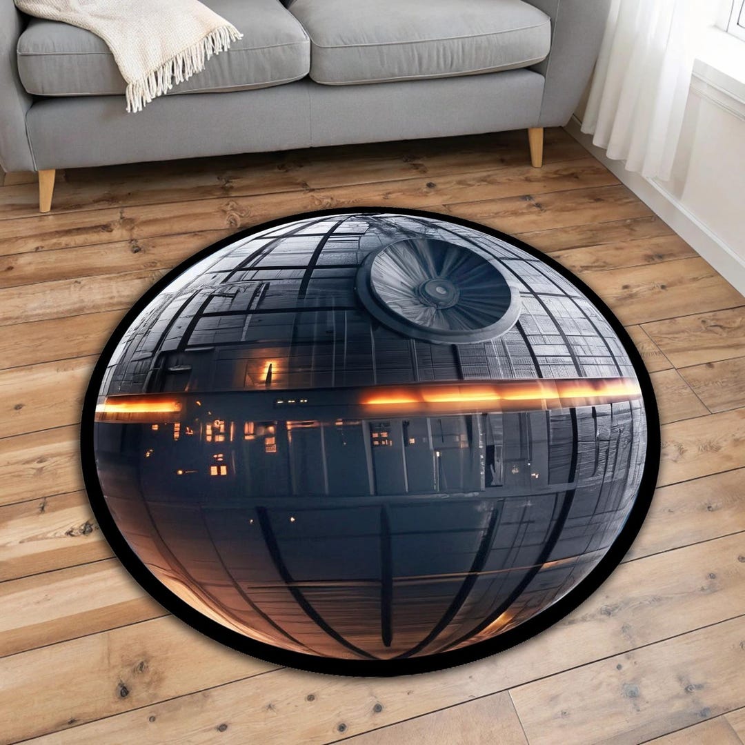 Starwars Floor Rug, Round Chair Mat, Star Wars Decor Carpet,death Star ...
