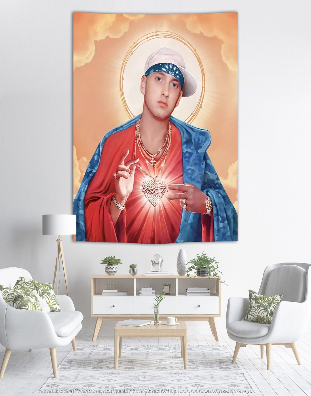 Eminem Tapestry Funny Meme Jesus Poster Our Savior Wall Hanging Wall ...