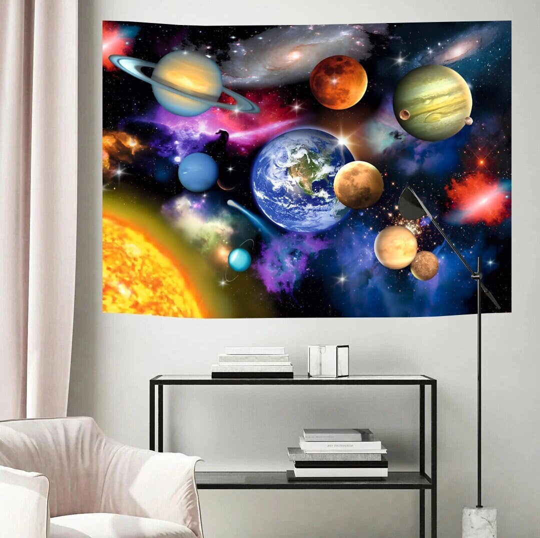 Galaxy Planets Tapestry Solar System Wall Hanging for Bedroom, Living ...