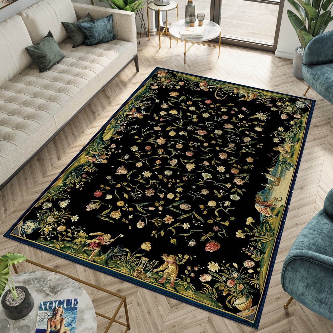 Flower Design Carpet Flower Pattern Rug Boho Rug Floral Art - Etsy