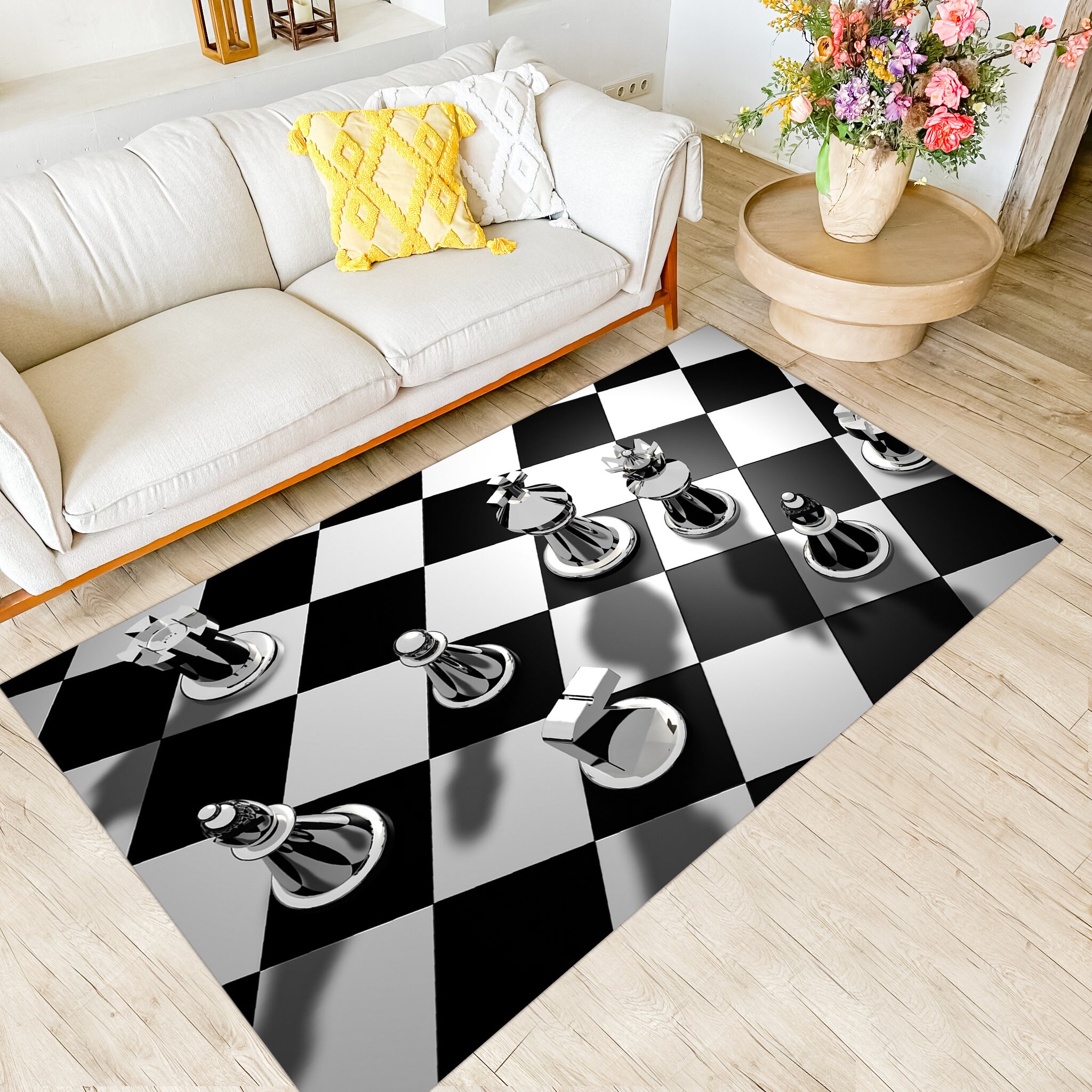 Chess Set, Chess Set Rug, Game Room Rug, Home Decor, Gift for Chess ...