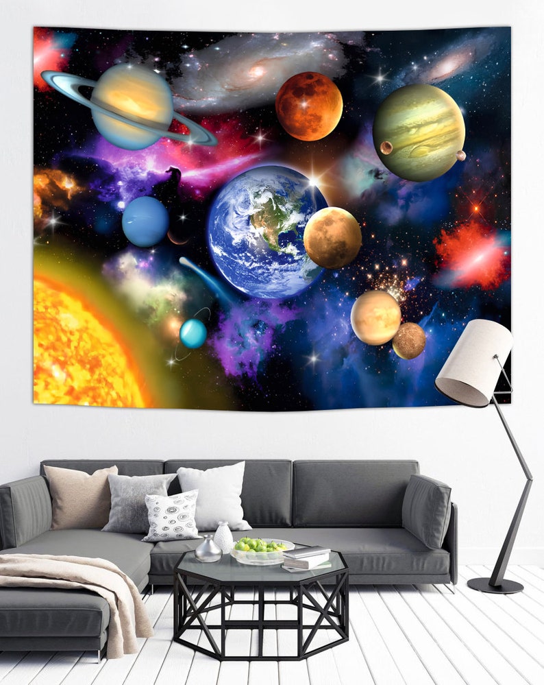 Galaxy Planets Tapestry Solar System Wall Hanging for Bedroom, Living ...