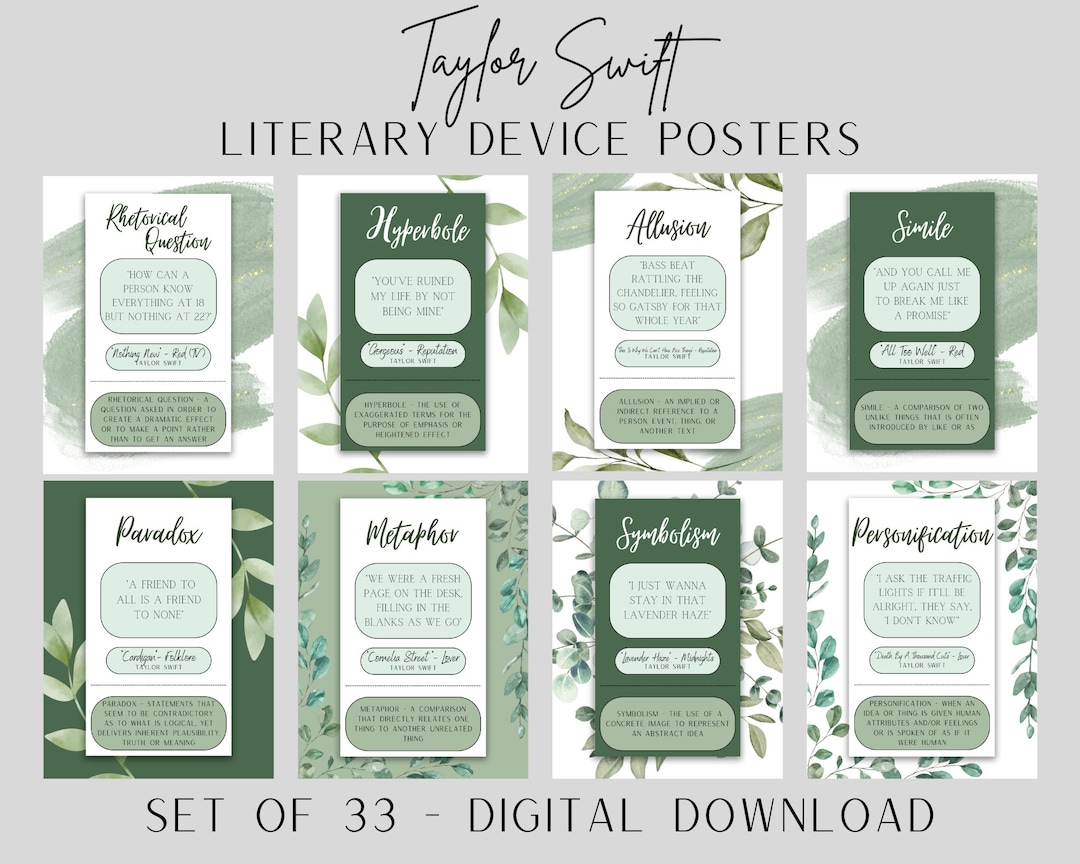 Taylor Swift English Classroom Posters: Literary/rhetorical Devices ...