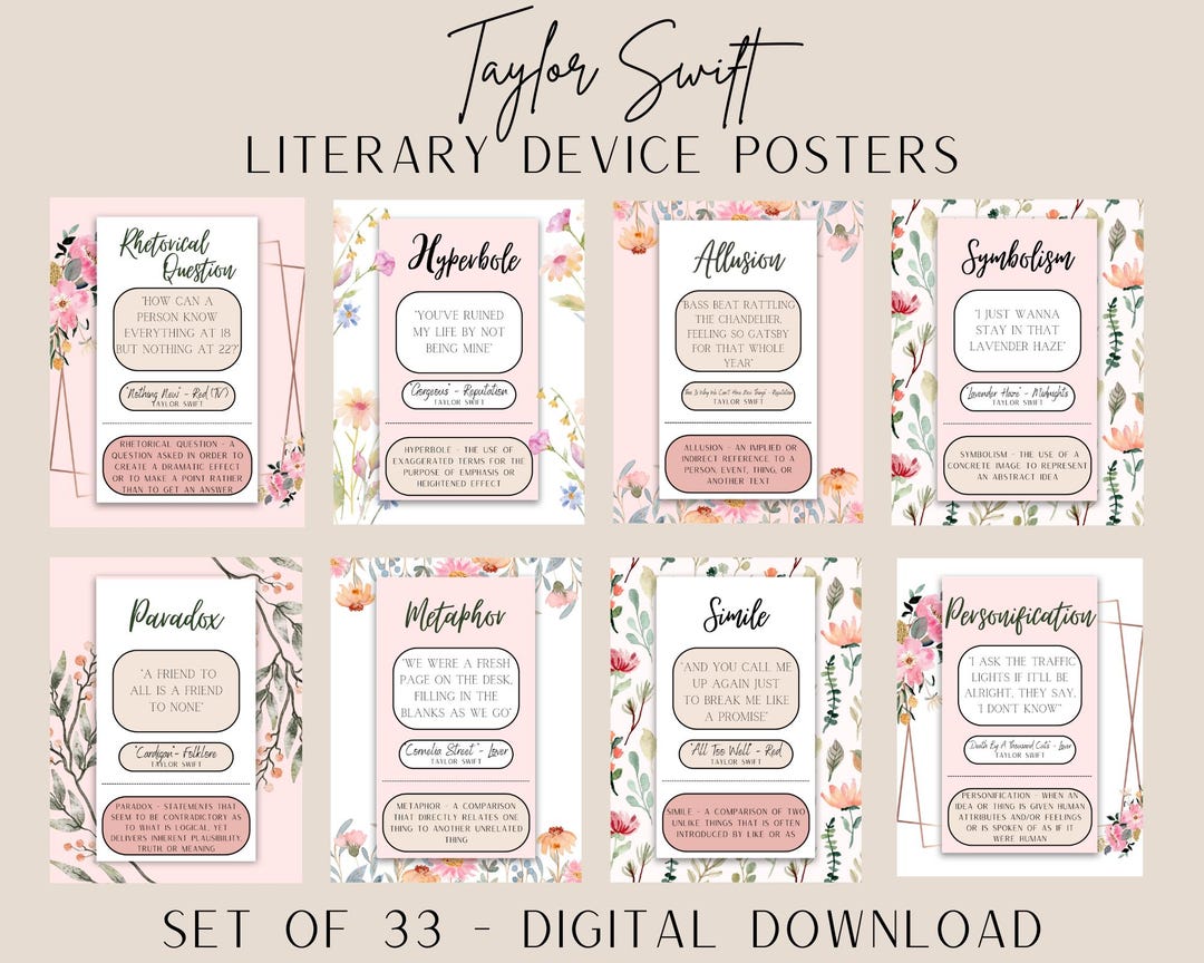 Taylor Swift English Classroom Posters: Literary/rhetorical Devices ...