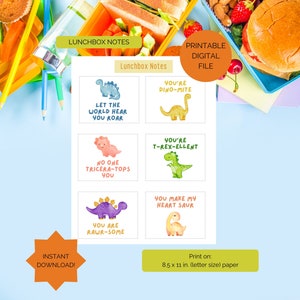 Dinosaur Printable Lunchbox Notes & Affirmations for Kids - Instant ...