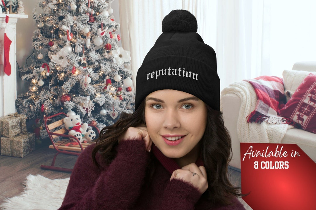 Embroidered REPUTATION Hat Gift Pom-pom Beanie Gift for - Etsy