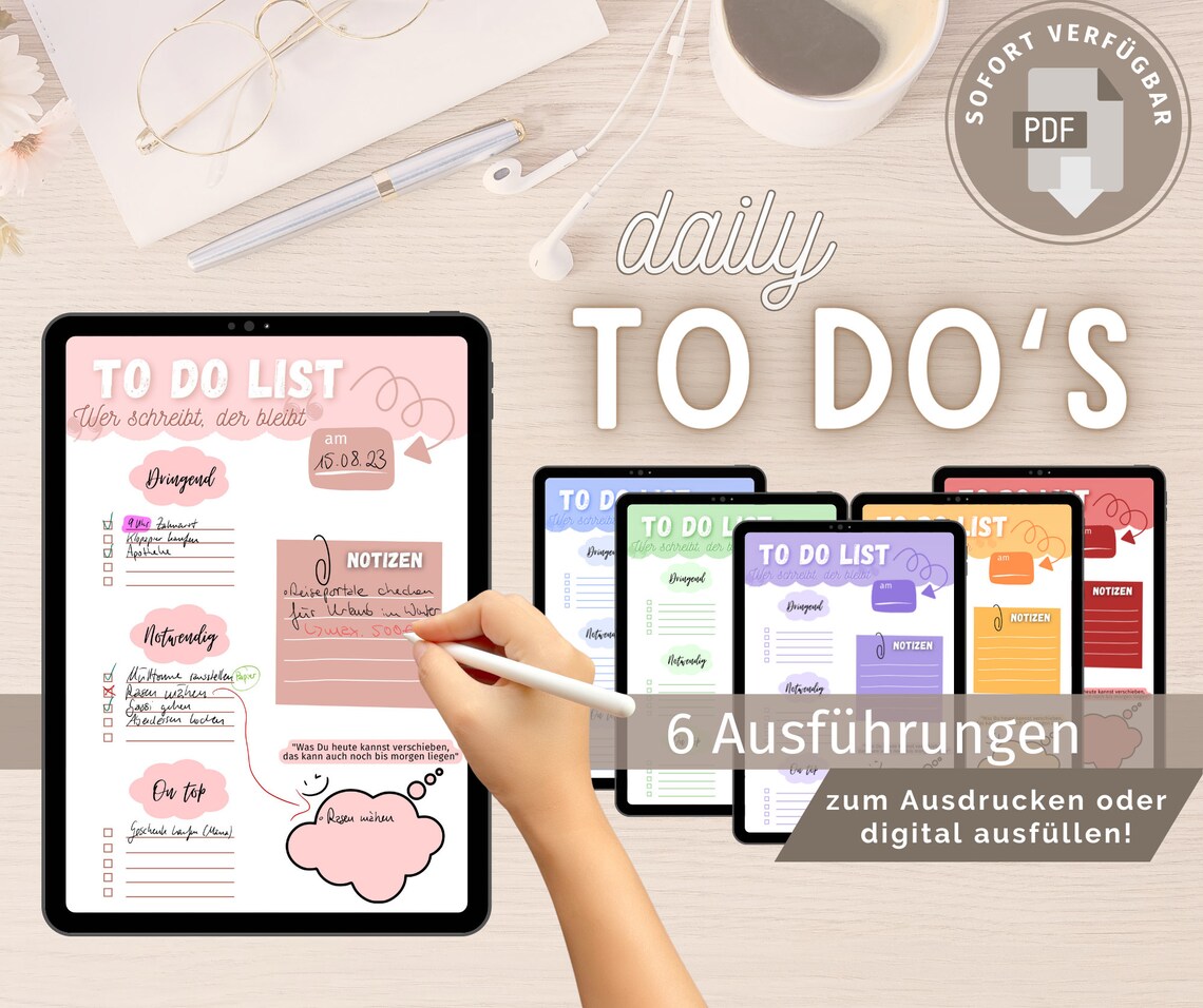 To-do List A4 PDF Bundle to Print Out or Fill Out Digitally - Etsy