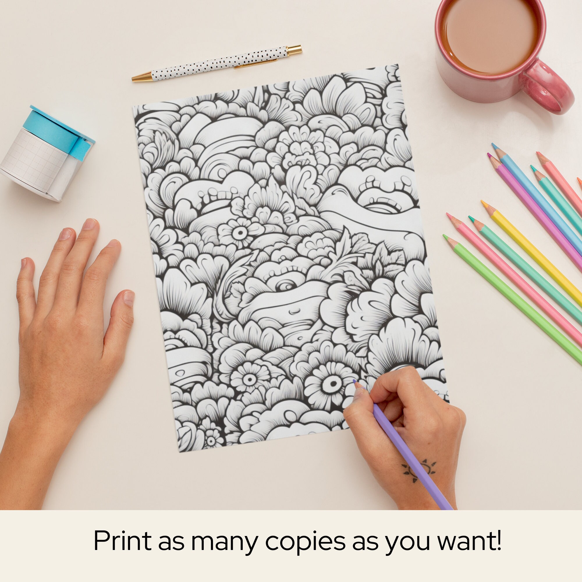 Mindful Coloring Pages PDF Mindfulness Gift Workbook for Relaxation ...