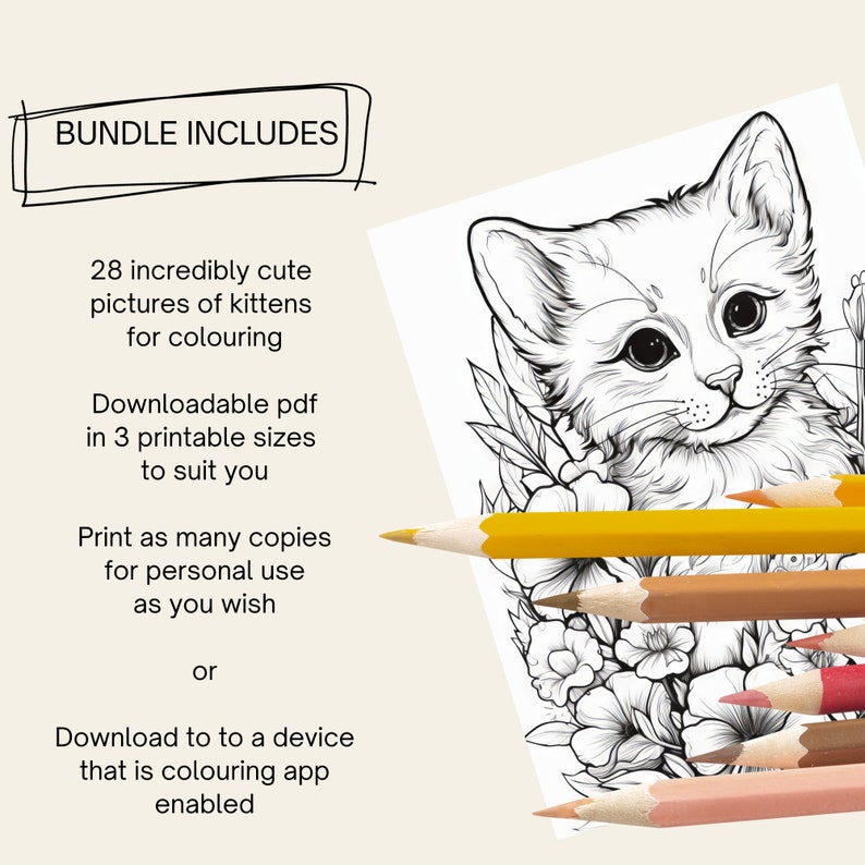 Mindful Coloring Pages PDF of Kittens Mindfulness Gift Workbook for ...